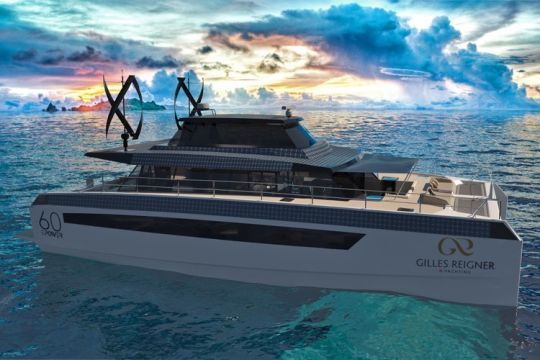 GR60, an electrically powered catamaran trawler under construction in ...