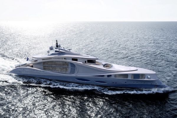 Swell, a 77 m long megayacht inspired by the waves and the sea